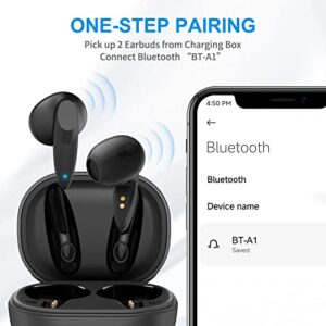 ACAGET Wireless Earbuds for iPhone 13 Pro Max 14 Plus Bluetooth Headphones Lightweight Touch Control Stereo Earphones with Charging Case Built-in Mic Headset for Galaxy A53 S23 Samsung S22 Ultra Black