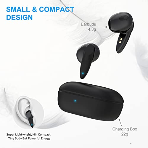 ACAGET Wireless Earbuds for iPhone 13 Pro Max 14 Plus Bluetooth Headphones Lightweight Touch Control Stereo Earphones with Charging Case Built-in Mic Headset for Galaxy A53 S23 Samsung S22 Ultra Black