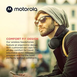 Motorola Bluetooth Wireless Headphones with Microphone, Moto XT500+ Over-Ear Headphones in-Line Control for Calls - Foldable Head Phones, Adjustable Headband, Clear Sound - Black