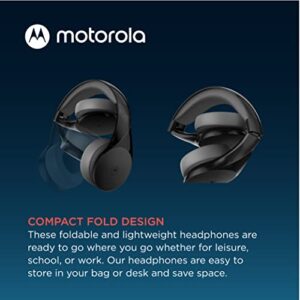 Motorola Bluetooth Wireless Headphones with Microphone, Moto XT500+ Over-Ear Headphones in-Line Control for Calls - Foldable Head Phones, Adjustable Headband, Clear Sound - Black