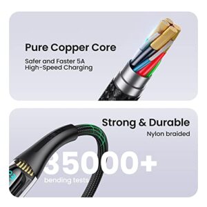 100W USB C to USB C Cable 6.6ft Fast Type C Charger with LED Display PD 5A PD/QC Type C Charging Translucent Cable for Samsung Galaxy S22, iPad, MacBook, Pixel Google, LG and More