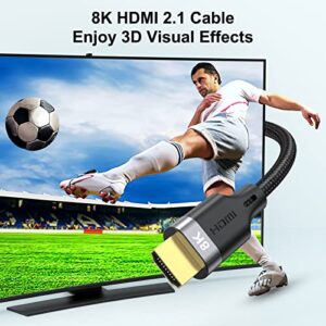 8K HDMI Cable 1 Feet 2-Pack, Short HDMI to HDMI Cable Ultra High Speed HDMI 2.1 Cord (Supports 8K@60Hz, 4K@120Hz, 2K, 1080P, eARC, HDR, 3D) Compatible for Laptop, PC, Monitor, HDTV, PS4/5 and More