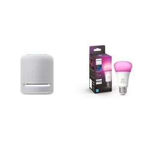 echo studio | glacier white with philips hue color smart bulb