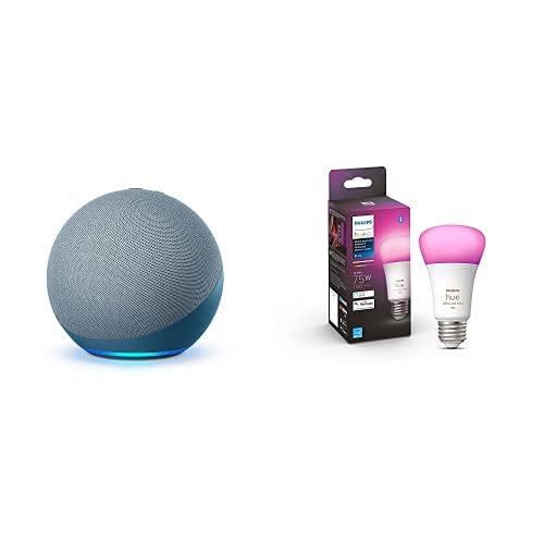 Echo (4th Gen) | Twilight Blue with Philips Hue Color Smart Bulb