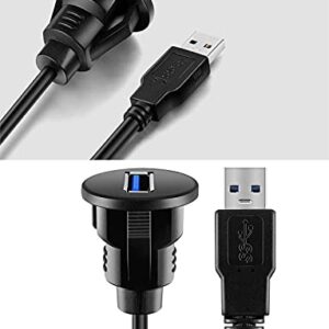 Small USB 3.0 Male to Female AUX Flush Panel Mount Extension Cable for Car Truck Boat Motorcycle Dashboard 3ft