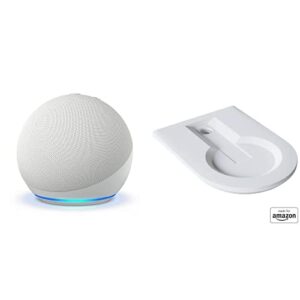 all-new echo dot (5th gen, 2022 release) bundle. includes echo dot (5th gen, 2022 release) | glacier white & the made for amazon wall mount | white