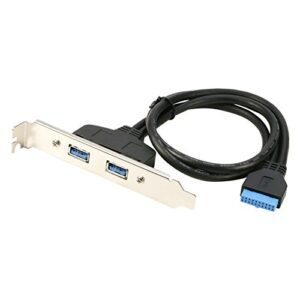 riitop 2 ports usb 3.0 female back panel to mb 20pin header connector cable adapter with pci slot plate bracket 1.5ft