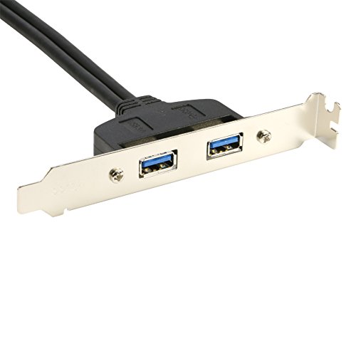 RIITOP 2 Ports USB 3.0 Female Back Panel to MB 20pin Header Connector Cable Adapter with PCI Slot Plate Bracket 1.5ft