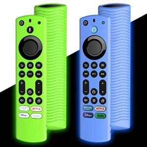 [2 pack] ns-rcfna-21 remote cover replacement for insignia toshiba ct-rc1us-21 ct95018, firetv alexa voice remote covers for tv omni series tv 4-series smart tv silicone remote case glow in dark