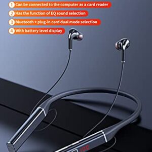 Bluetooth Neckband Headphone V5.1 Magnetic Earbuds with 100H Battery Life,Foldable Wireless Sport Earphones with Mic for Gym Running Driving,Noise-canceling Headset with TF Card Slot