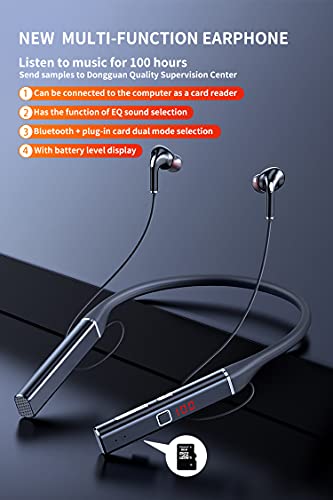 Bluetooth Neckband Headphone V5.1 Magnetic Earbuds with 100H Battery Life,Foldable Wireless Sport Earphones with Mic for Gym Running Driving,Noise-canceling Headset with TF Card Slot