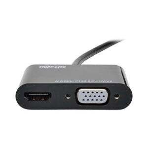 Tripp Lite DisplayPort 1.2 to VGA/HDMI All-in-One Converter Adapter, 4Kx2K HDMI @ 24/30Hz, 6in (P136-06N-HV-V2),Black