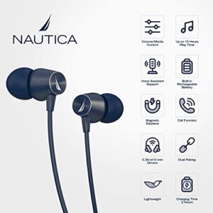 Nautica B310 Sport Wireless Bluetooth Earphones with Type-C Charging Cable, Neckband Earphones Magnetic Earbuds, Bluetooth v5.0 Earphones High Volume Levels, Flexibility, Portable Sweat Proof (Navy)