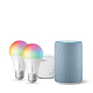 echo (3rd gen) twilight blue bundle with senged 2-pack smart bulb color starter kit