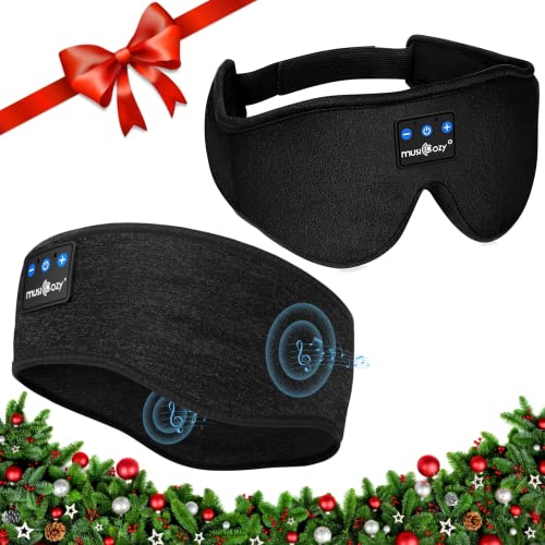 MUSICOZY Sleep Headphones, Bluetooth Headband Unique Gifts for Men Women, Ultra Soft Sleeping Headphones Wireless Music Headband Headphones for Yoga Sports Side Sleep Cool Tech Gadgets Gifts, 2 Packs