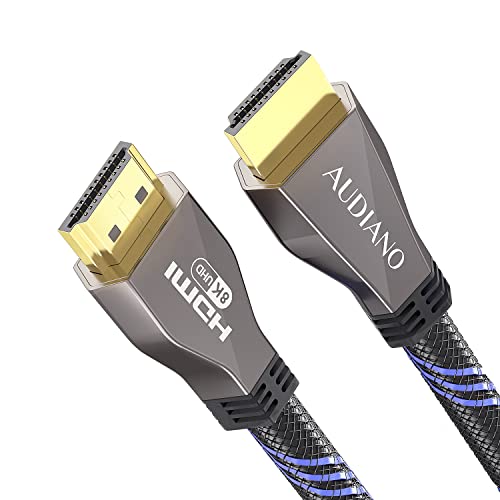 AUDIANO 8K HDMI 2.1 Cable, 48 Gbps Ultra High Speed 3D Nylon Braided Cord, Supports 8K 60Hz 4K 120Hz 144Hz, eARC Dolby Vision HDR 10, HDCP 2.2 2.3, Compatible with Roku/PS4/PS5/Blu-ray(6.6ft/2M)