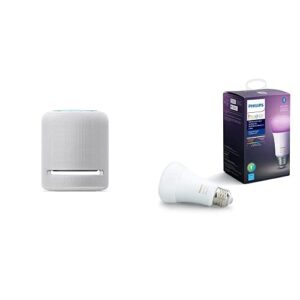 echo studio | glacier white with philips hue color smart bulb