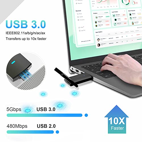 1300Mbps USB WiFi Adapter for Desktop PC - USB 3.0 WiFi Dongle with Antenna, 2.4GHz & 5GHz Dual Band WiFi Card, WiFi Adapter Compatible with Windows 11/10/8.1/8/7, Mac OS 10.9-10.15