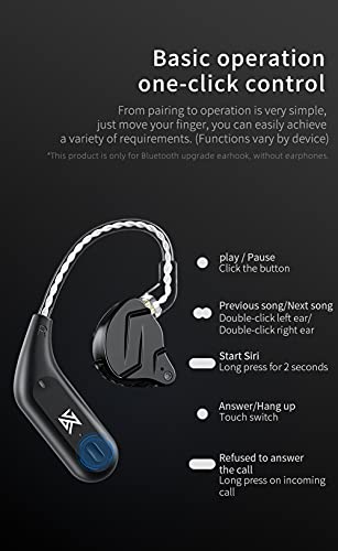 erjigo TWS + Earbuds Hook 2Pin Connector with Mic Support/30 Hours Playback,KZ-AZ09 HD Bluetooth5.2 Ear Hook Compatible with 0.75/0.78mm Pin Earphones/Headphones/Headsets for Sports (C Pin)