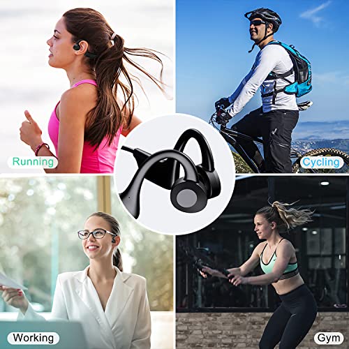 Open Ear Air Conduction Bluetooth Headphones, AOCOAKW Ear Hook Wireless Sports Earphones with Mic Lightweight 5 Hrs Playtime for Workouts, Running, Cycling, Gyming