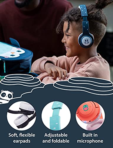 Planet Buddies Cute Panda On-Ear Bluetooth Headphones for Kids | Foldable Wireless Kids Headphones | Kids Headset with Microphone for Tablets and Phones | Child-Safe Volume for School, Music, & Calls