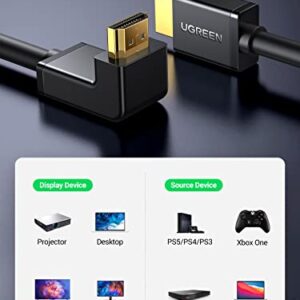 UGREEN HDMI Cable 4K Right Angle 270 Degree HDMI Cord High Speed HDMI 2.0 Cable 4K@60Hz HD 3D 1080P ARC Compatible for TV PC Nintendo Switch Xbox PS5 PS4 PS3 Laptop 3FT