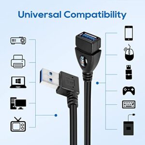 UCEC USB 3.0 Extension Cable Short SuperSpeed USB Cable Extender USB 90 Degree Adapter-Male to Female-A Left & Right Angle for Webcam, Printer, Flash Drive, Hard Drive, USB Keyboard, Gamepad, 2 Pack