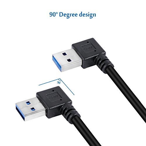 UCEC USB 3.0 Extension Cable Short SuperSpeed USB Cable Extender USB 90 Degree Adapter-Male to Female-A Left & Right Angle for Webcam, Printer, Flash Drive, Hard Drive, USB Keyboard, Gamepad, 2 Pack