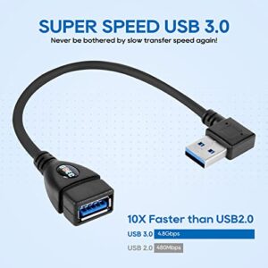 UCEC USB 3.0 Extension Cable Short SuperSpeed USB Cable Extender USB 90 Degree Adapter-Male to Female-A Left & Right Angle for Webcam, Printer, Flash Drive, Hard Drive, USB Keyboard, Gamepad, 2 Pack