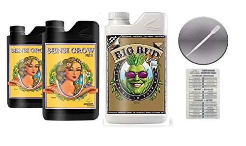 Advanced Nutrients Sensi Grow A and B 4 Liter with Big Bud Coco Plant 1 Liter Bundle and Conversion Chart and 3mL Pipette