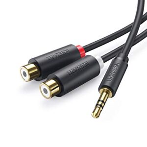 UGREEN 3.5mm Male to 2 RCA Female Jack Stereo Audio Cable Y Adapter Gold Plated Red and White to Headphone Cord Compatible with iPhone iPod iPad MP3 TV DVD Player DJ Controller Mixer Speaker, 0.8 Feet