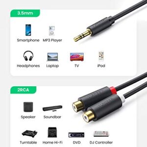 UGREEN 3.5mm Male to 2 RCA Female Jack Stereo Audio Cable Y Adapter Gold Plated Red and White to Headphone Cord Compatible with iPhone iPod iPad MP3 TV DVD Player DJ Controller Mixer Speaker, 0.8 Feet