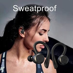 Lopnord Wireless Earbuds, Earbuds Noise Cancelling with Microphone 5.1 Sport Headphones with Charging Case, IPX7 Waterproof Sports True Wireless Earbuds with Ear Hook for Outdoor Running Travel