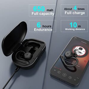 Lopnord Wireless Earbuds, Earbuds Noise Cancelling with Microphone 5.1 Sport Headphones with Charging Case, IPX7 Waterproof Sports True Wireless Earbuds with Ear Hook for Outdoor Running Travel