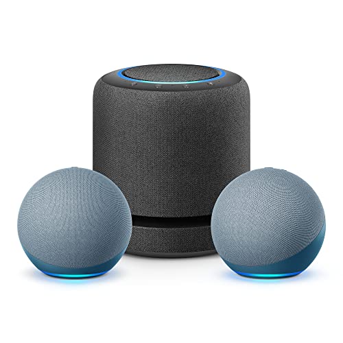 Echo Home Entertainment Bundle | Echo Studio + 2 Echo (4th Gen), Twlight Blue