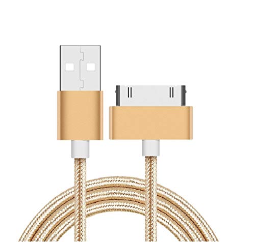 Yoodelife 3 Feet Replacement High Speed USB 2.0 Nylon Braided Sync and Charging Charger Cable Cord for Apple iPhone 4, 4s, 3G, 3GS, 2G, iPad 1/2/3 iPod Touch, iPod Nano - Gold