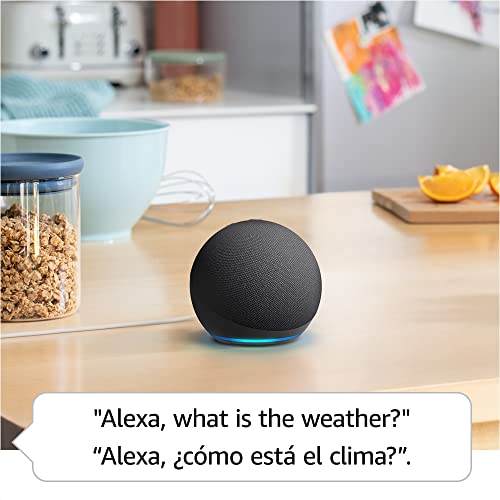 All-New Echo Dot (5th Gen, 2022 release) | International Version with EU Power Adaptor | Smart speaker with Alexa | Charcoal