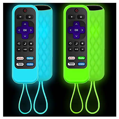 2Pack Remote Cover fits Roku Express 4K+ 2021 | TCL Roku | Hisense Roku - Taiyiluo Roku Streaming Stick+ 4K 2021 Silicone Protective Controller Case,Glow in The Dark