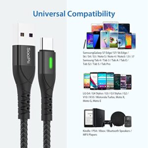 SOOPII Micro USB Cable, 2Pack 6.6FT Android Charging Cable with Smart LED Indicator,Nylon Braided Fast Phone Charger Cord for Samsung Galaxy S7 S6 Edge S5,Android Phones,PS4,MP3 and More-Black …