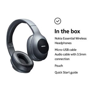 Nokia Essential Wireless Headphones - Universal Bluetooth - 40 Hours Playback - Soft Leather Over Ear with Foldable Headband