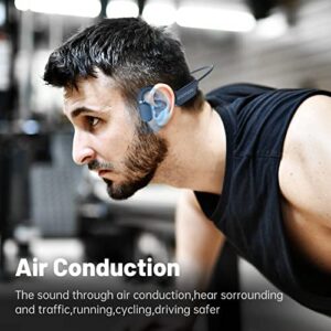 Padmate Wireless Bluetooth Air Conduction Headphone-Waterproof, Noise Cancelling Headphones,Sport Running Bluetooth Headset Blue