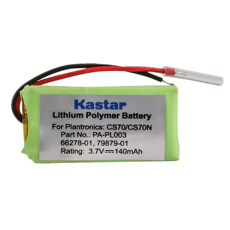 Kastar Battery Compatible With Plantronics 66278-01 Headset Battery Li-Pol, 3.7 Volt, 140 mAh - Ultra Hi-Capacity - Works for Plantronics CS70/N, 66278-01 Rechargeable Battery