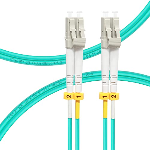 FLYPROFiber Fiber Patch Cable 1M/3ft OM3, LC to LC Fiber Optic Cable Cord LSZH 10GB Multimode Duplex 50/125um, Length Options: 0.2m-200m