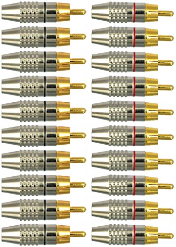 CESS RCA Plug Solder Gold Audio Video Adapter Cable Connector (20 Pack)