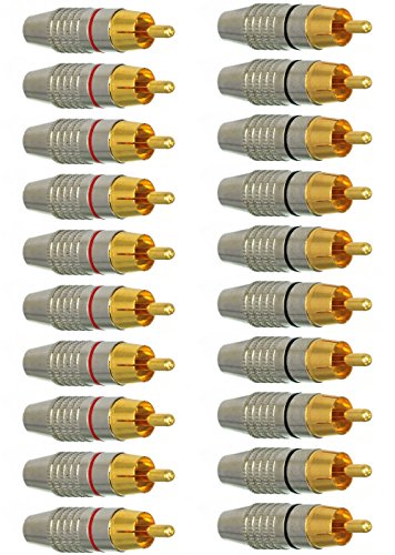 CESS RCA Plug Solder Gold Audio Video Adapter Cable Connector (20 Pack)