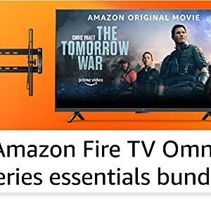 Amazon Fire TV 55" Omni Series 4K UHD smart TV bundle with Universal Tilting Wall Mount and Red Remote Cover