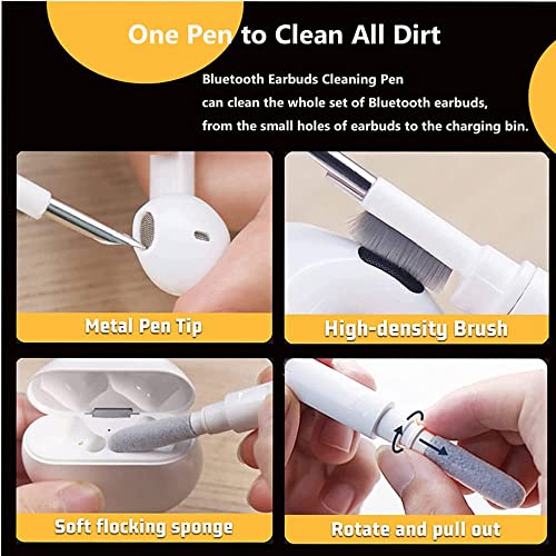 Bluetooth Earbuds Cleaning Pen, Multifunction Earphones Cleaner Suitable for Headset,Keyboard, Phone and Camera Lens (Black)