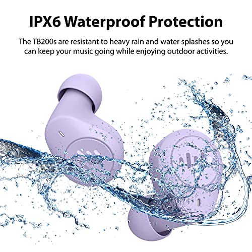 iLuv TB200 Purple True Wireless Earbuds Cordless in-Ear Bluetooth 5.0 with Hands-Free Call Microphone, IPX6 Waterproof Protection, High-Fidelity Sound; Includes Compact Charging Case & 4 Ear Tips