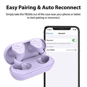 iLuv TB200 Purple True Wireless Earbuds Cordless in-Ear Bluetooth 5.0 with Hands-Free Call Microphone, IPX6 Waterproof Protection, High-Fidelity Sound; Includes Compact Charging Case & 4 Ear Tips