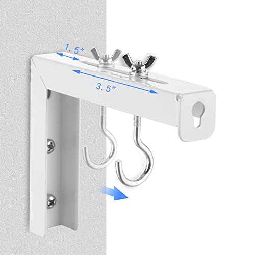 suptek Universal Projector Screen Wall Mount L-Brackets Wall Hanging Mount 6 inch Adjustable Extension Mounting Hooks for Projection Screen up to 66 lbs, 30 kg Capacity Each, PRL001, White (1 Pair)